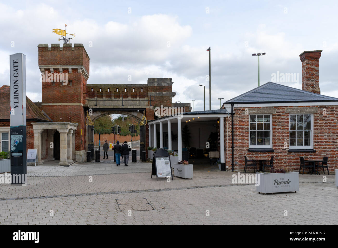 The Vernon gate entrance to Gunwharf Quays in Portsmouth, UK the old ...