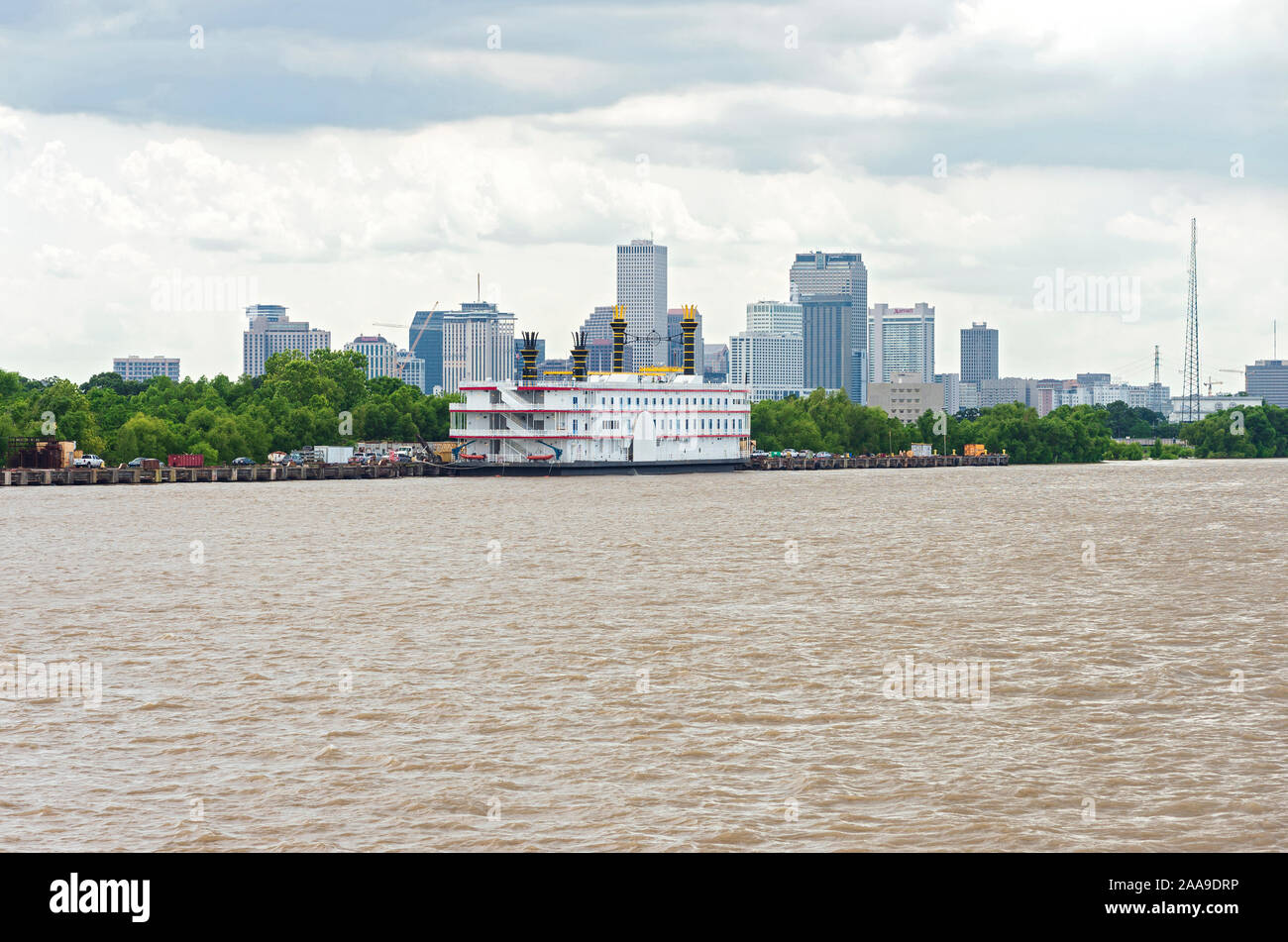 New Orleans, Louisiana/USA - June 14, 2019: Riverboat vessel at pier ...