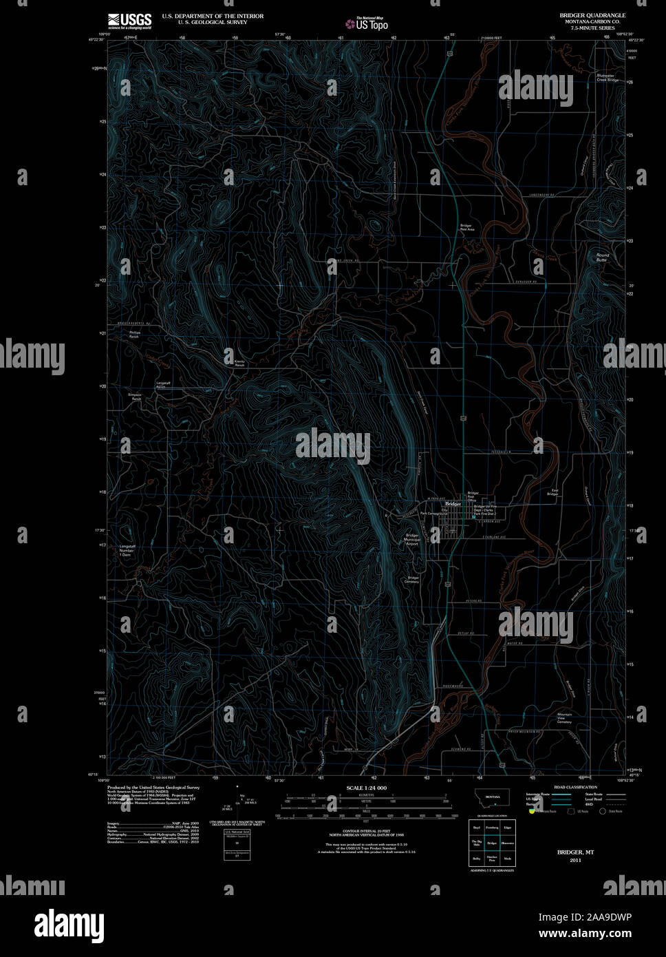 Map of bridger montana hi-res stock photography and images - Alamy