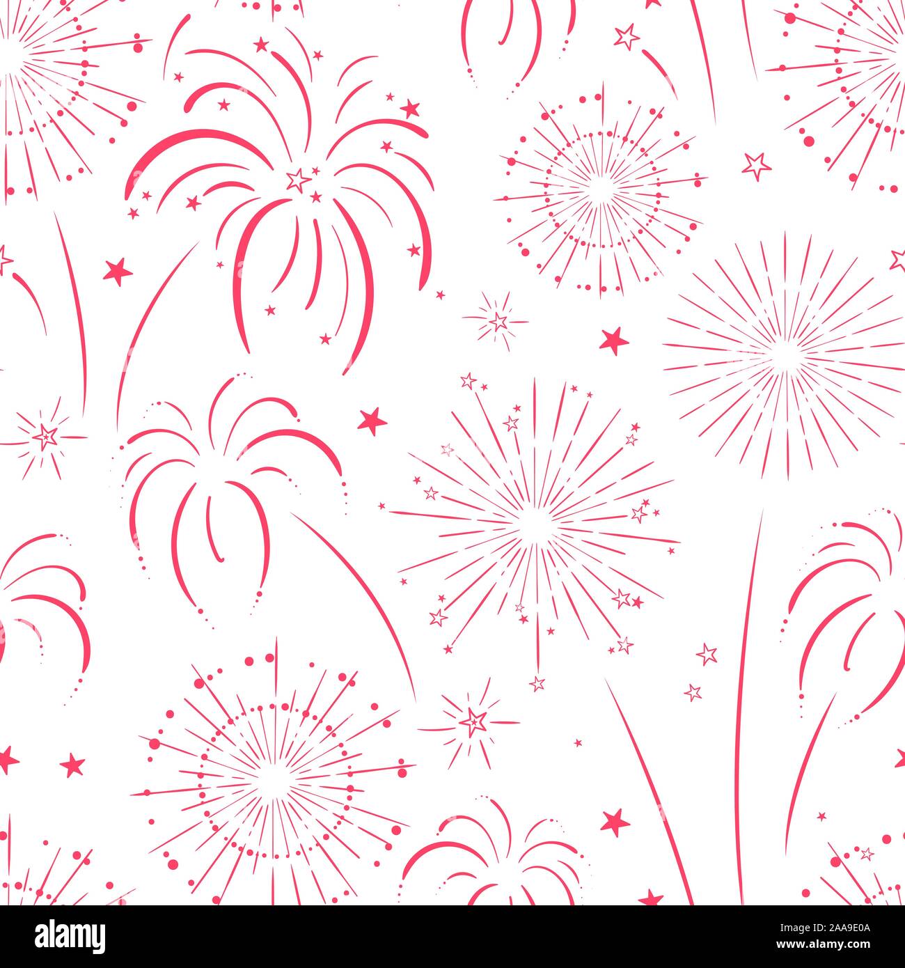 Fun hand drawn doodle fireworks, seamless pattern, great for textiles ...
