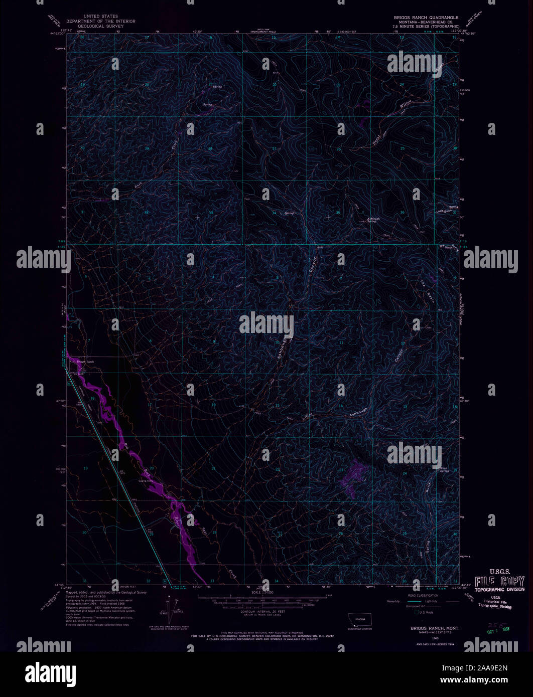 USGS TOPO Map Montana MT Briggs Ranch 262660 1965 24000 Inverted ...