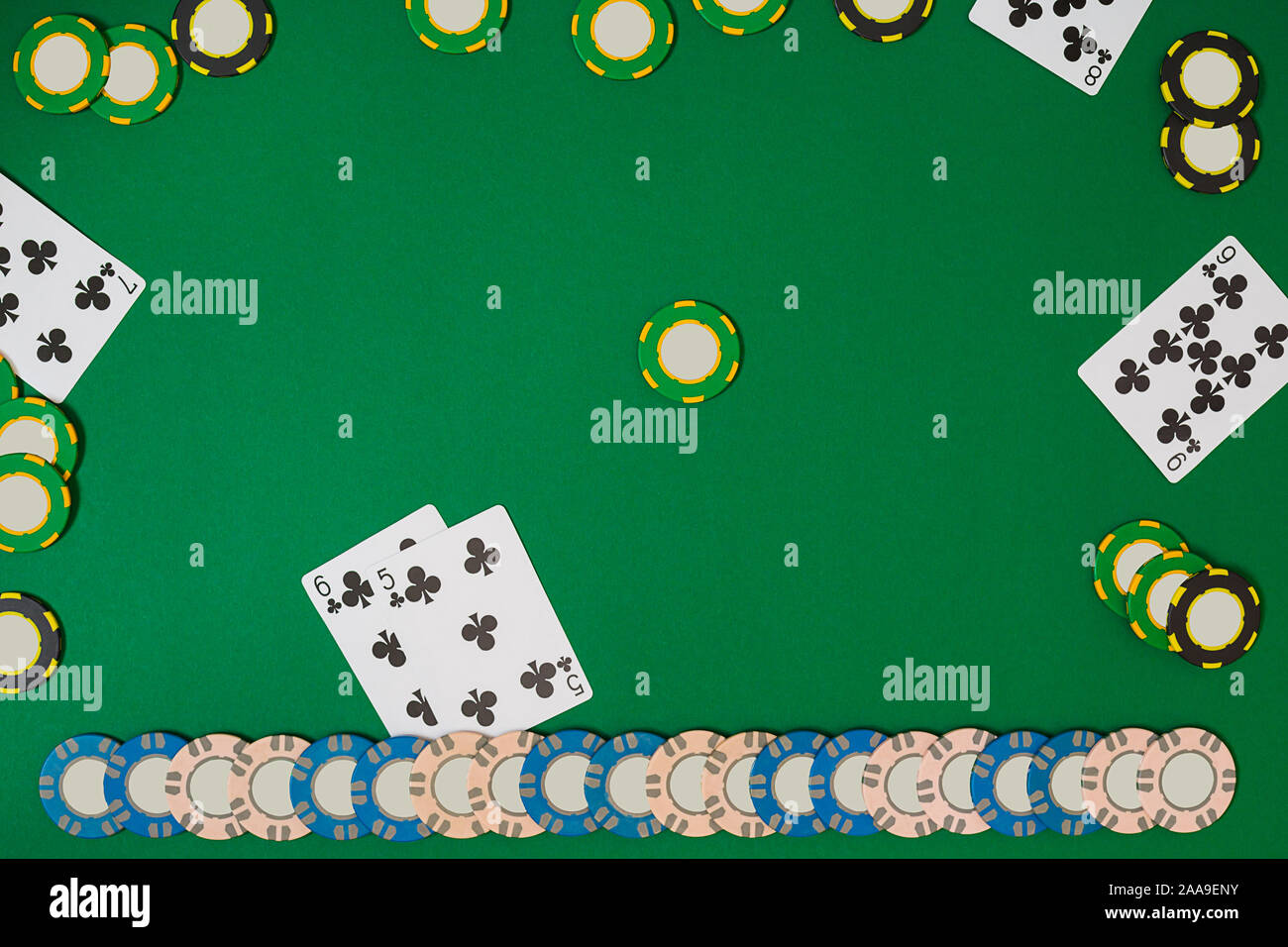 Poker. View from above with copy space. Banner template layout mockup ...