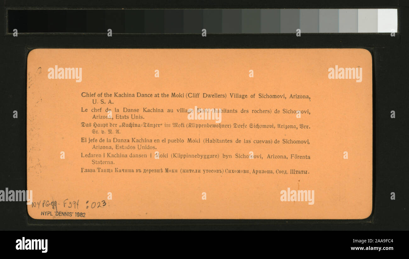 Chief of the Kachina dance at the Moki (cliff dwellers), village of ...