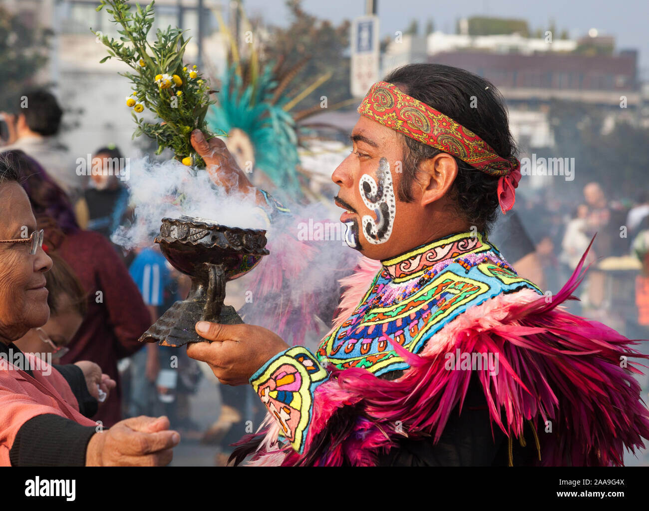 Traditional Aztec Shaman Folk Healer At Work Plaza De La Constitución