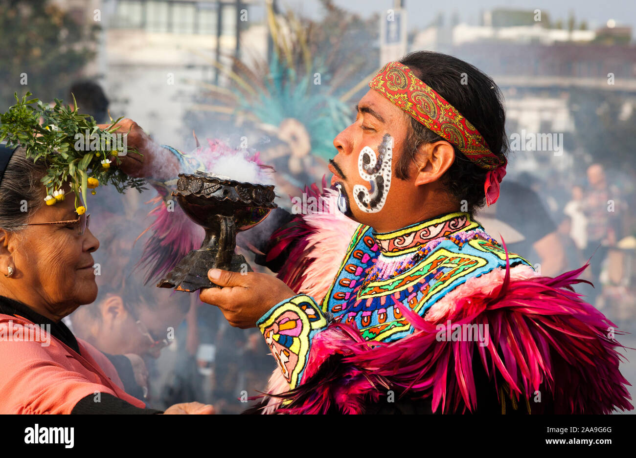 Traditional Aztec Shaman Folk Healer At Work Plaza De La Constitución