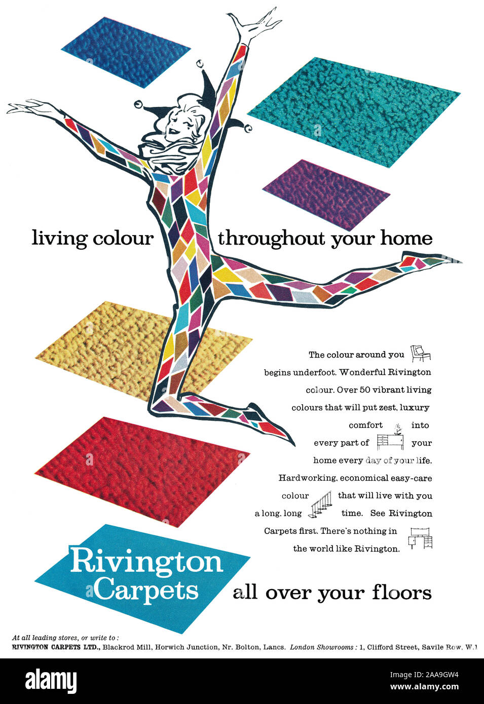 1959 British advertisement for Rivington carpets Stock Photo - Alamy
