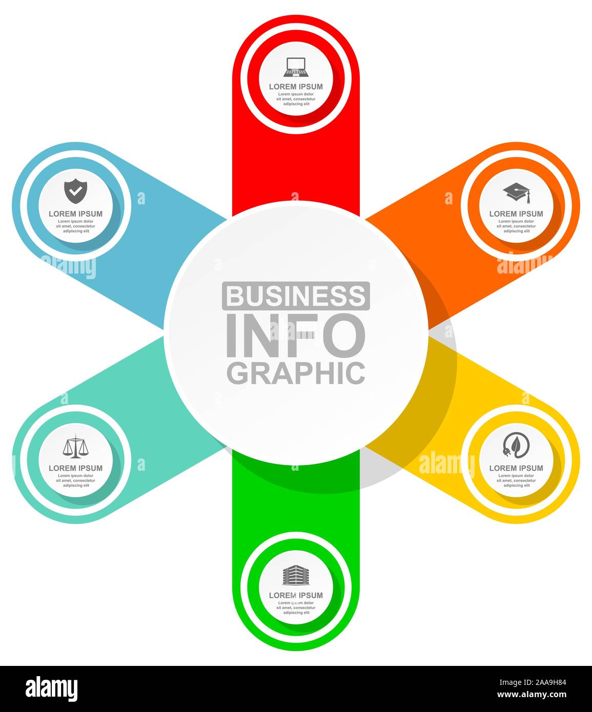 Business presentation, circular infographic template, web diagram in 6 ...