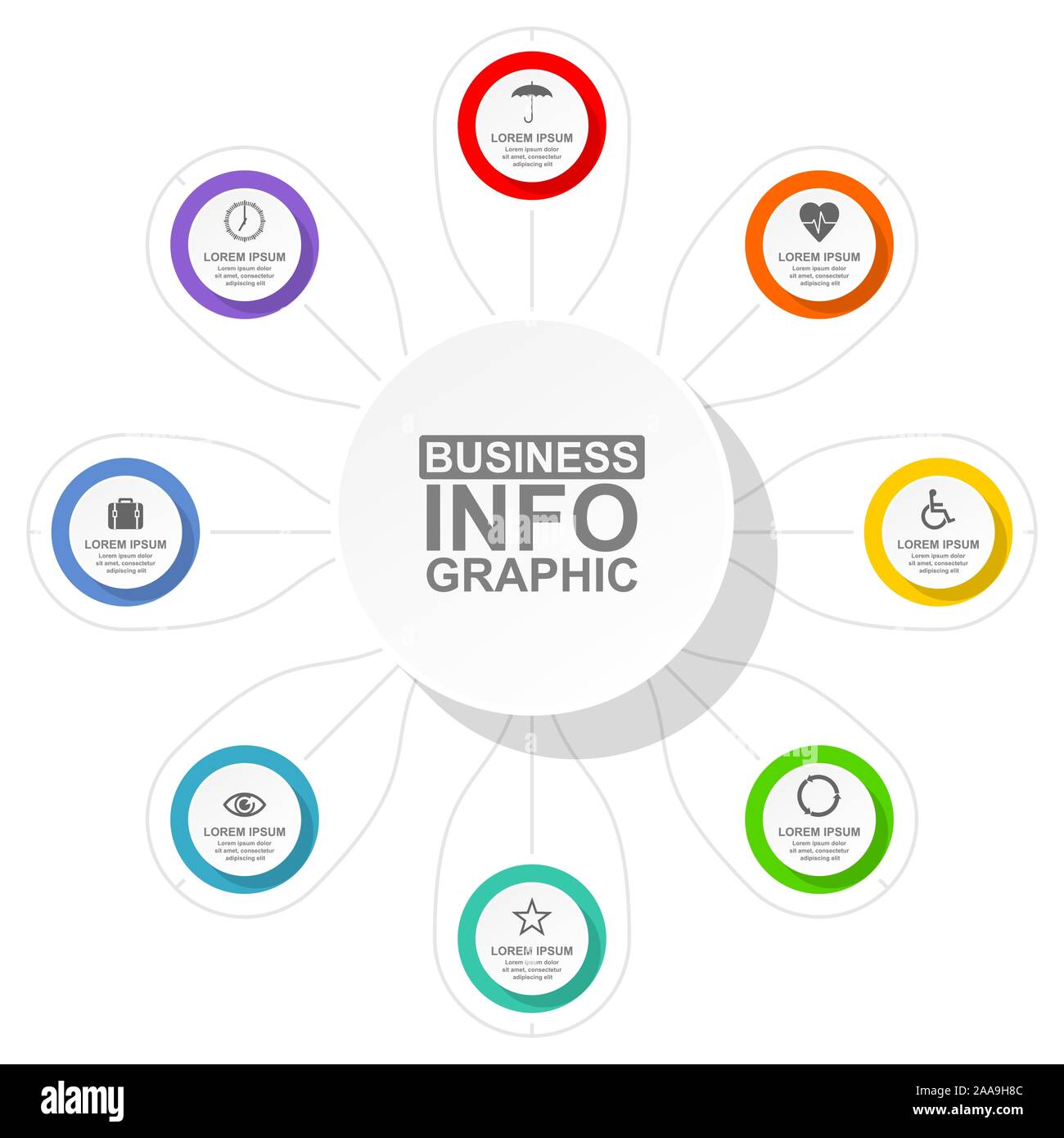 Business presentation, circular infographic template, web diagram in 8 ...