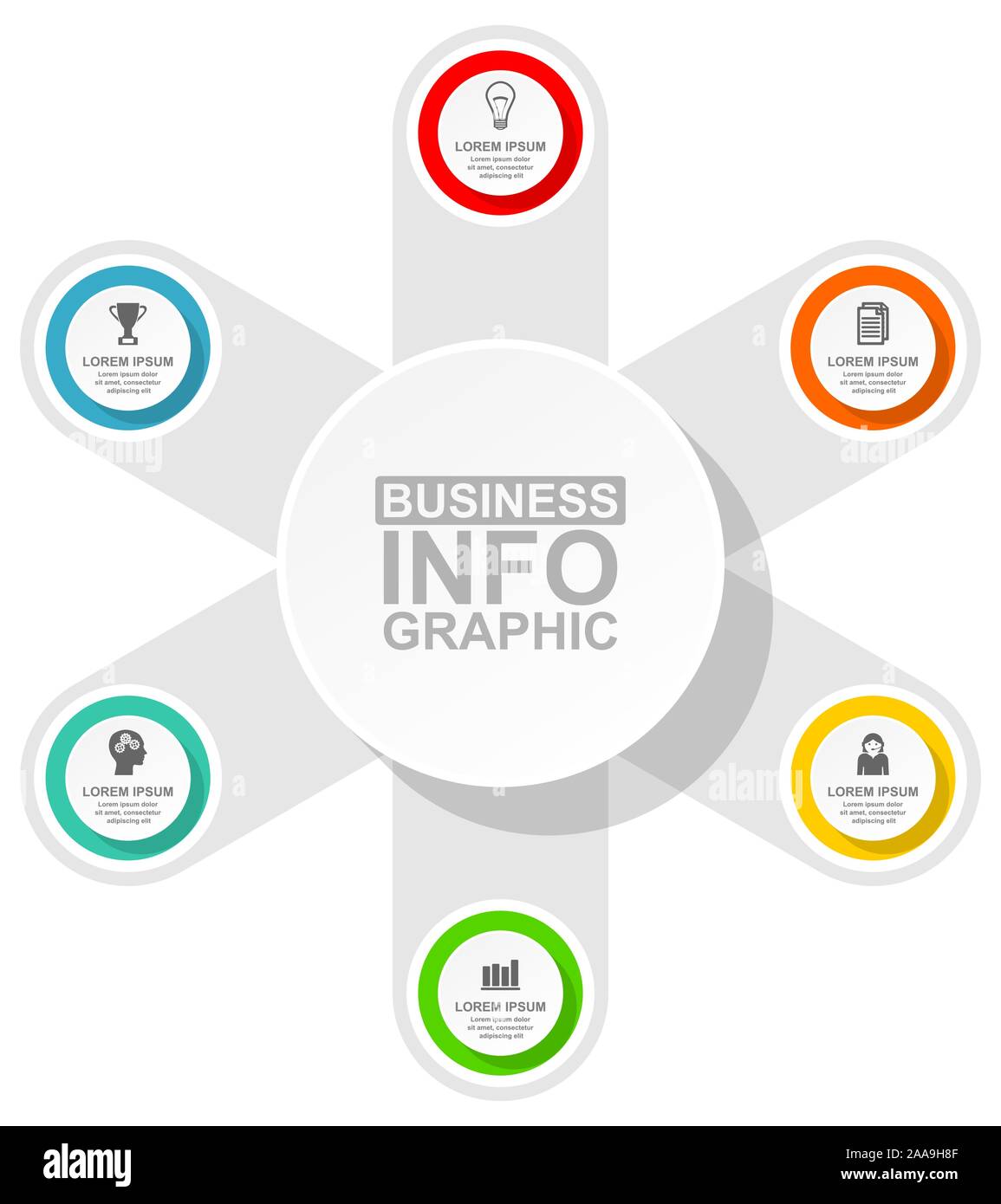 Business presentation, circular infographic template, web diagram in 6 ...