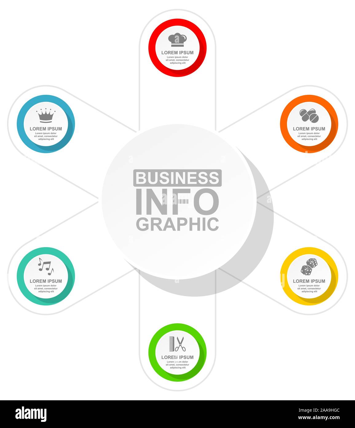 Business presentation, circular infographic template, web diagram in 6 ...