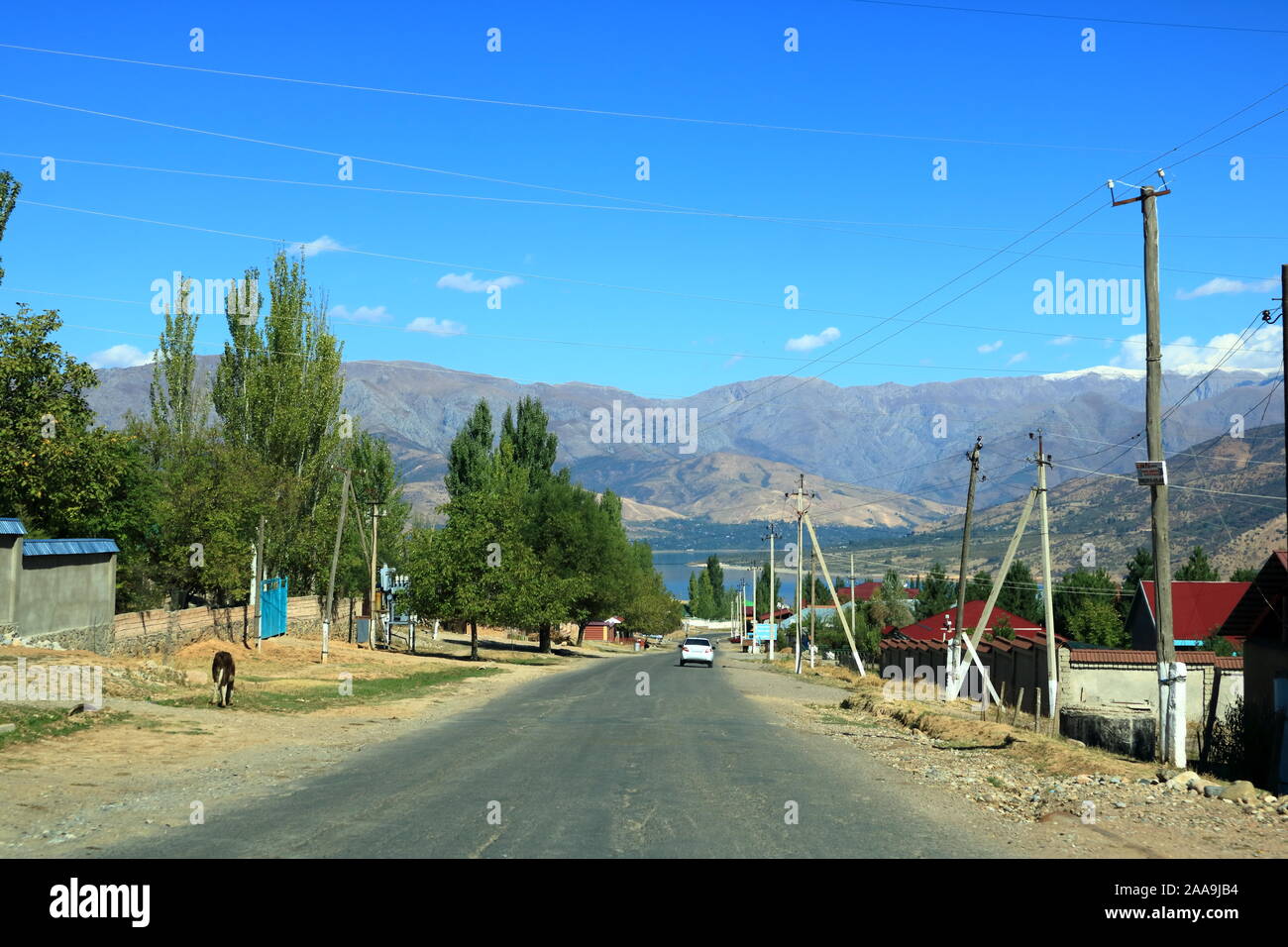 Scenic landscape of Tian Shan mountain range near Chimgan, Uzbekistan ...