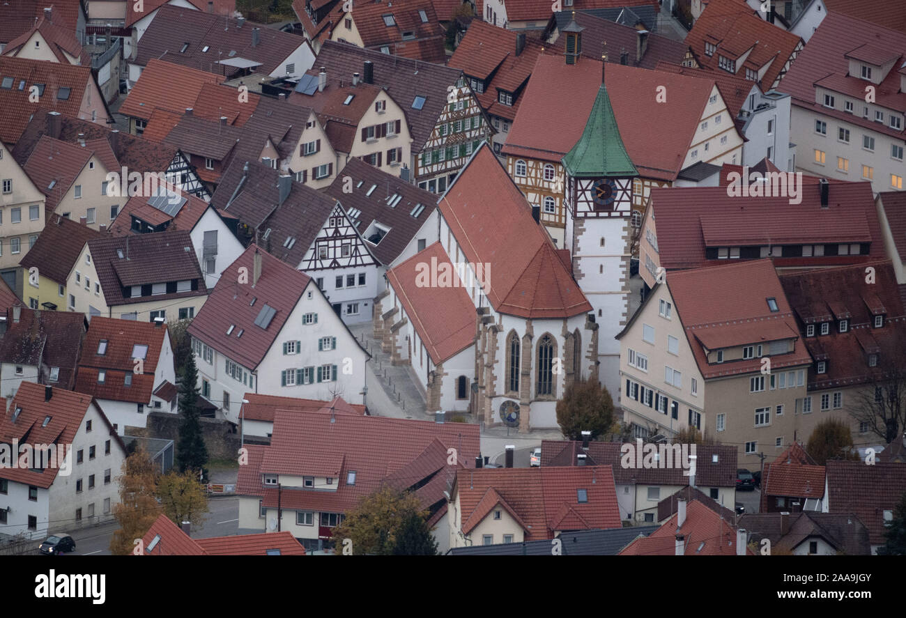 Neuffen, Germany. 19th Nov, 2019. The town centre. Credit: Marijan ...