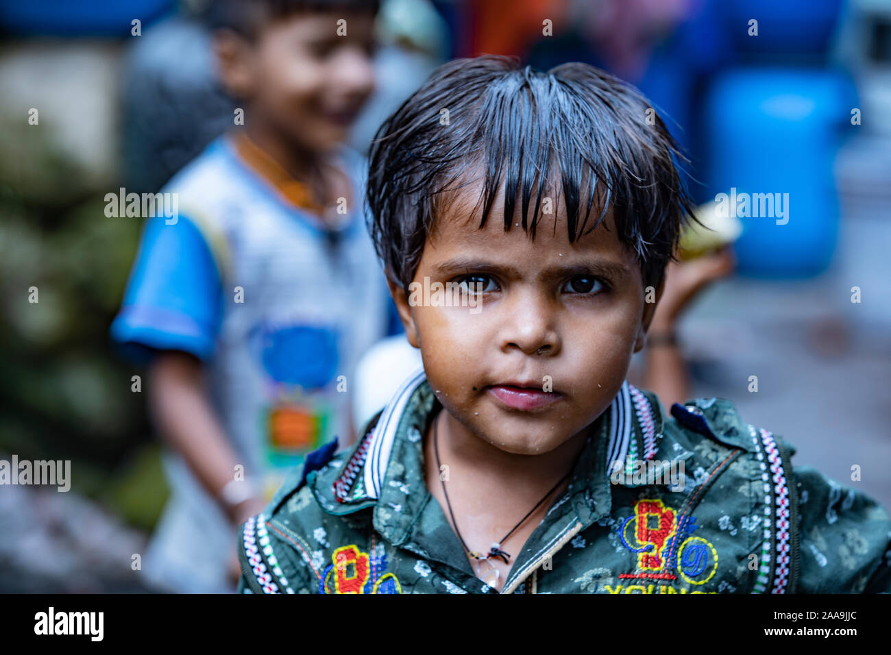 KOLKATA, INDIA - DEC 28, 2019: Portrait of unidentified Indian boy on ...