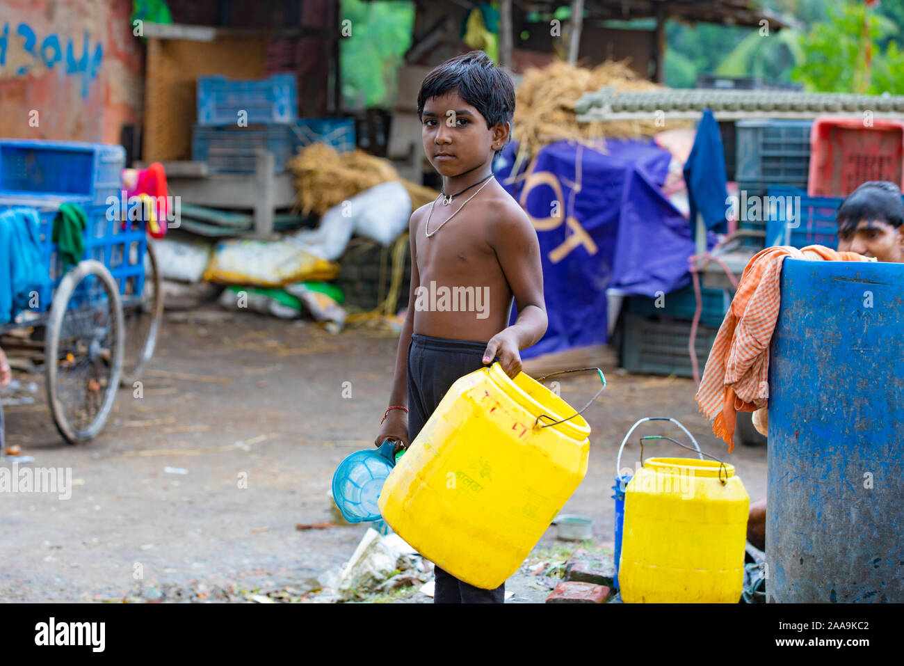 KOLKATA, INDIA - DEC 28, 2019: Portrait of unidentified Indian boy on ...
