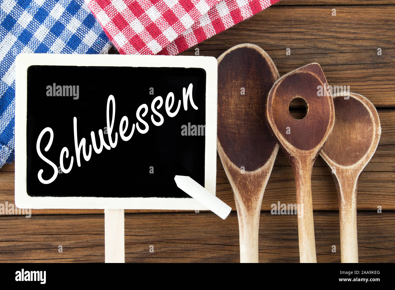 Board with German: School lunch Stock Photo - Alamy