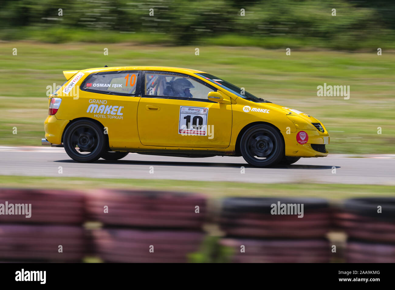 KOCAELI, TURKEY - JULY 28, 2019: Osman Isik drives VW Polo TDI during ...