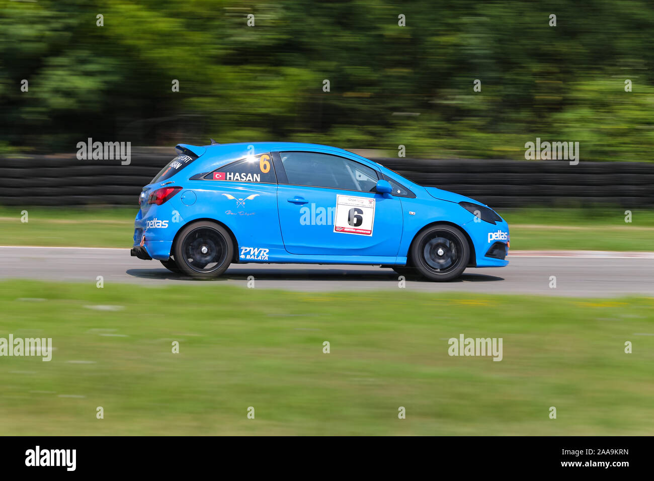 KOCAELI, TURKEY - JULY 28, 2019: Hasan Tansu drives Opel Corsa OPC ...