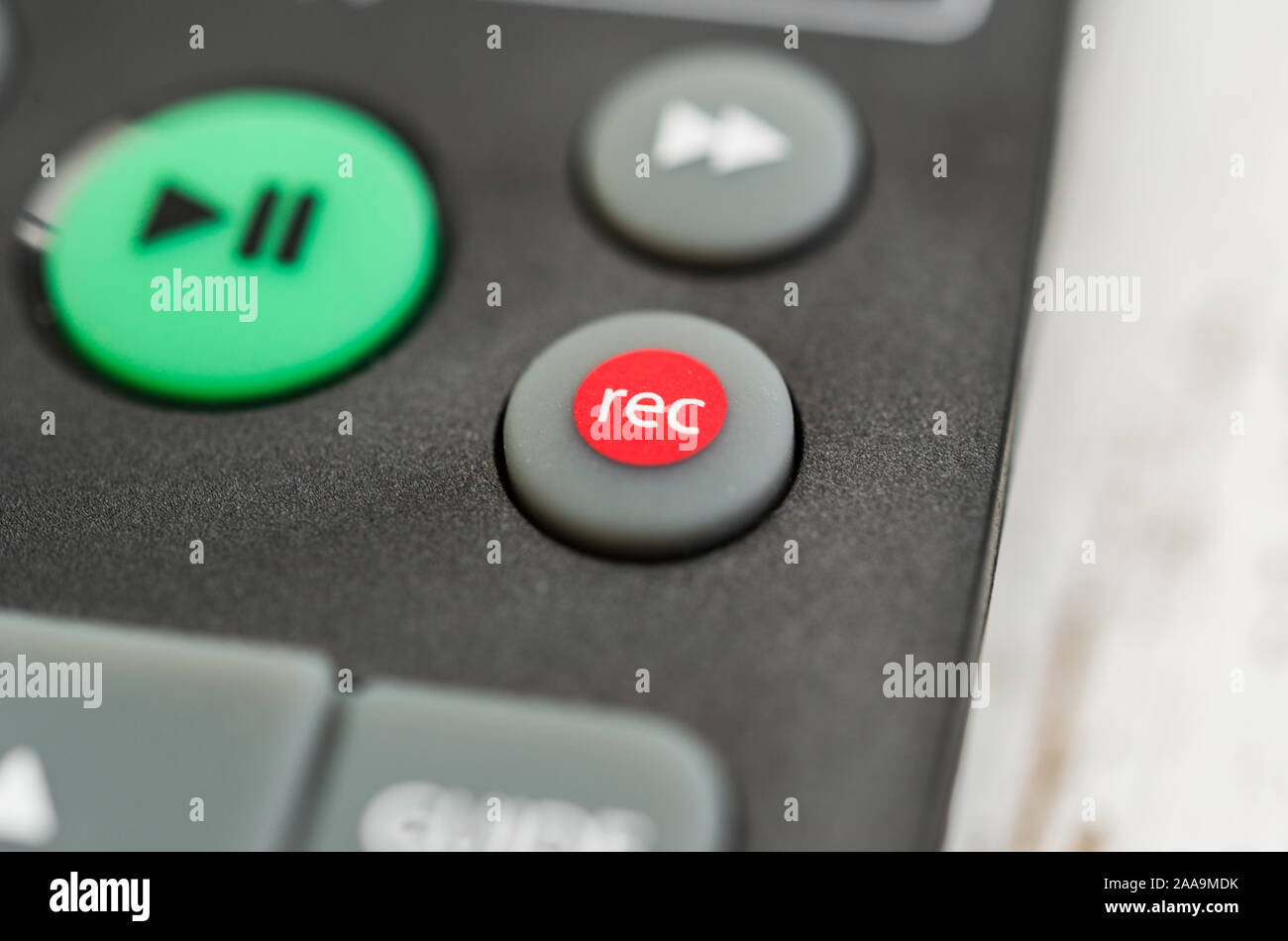 TV remote with recording button. Concept of show business, recording ...