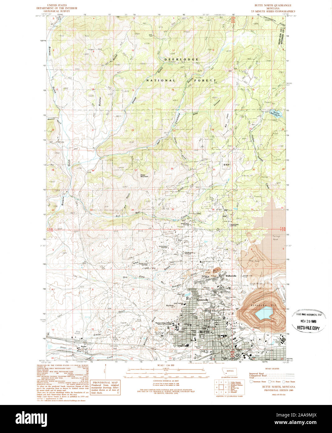USGS TOPO Map Montana MT Butte North 262763 1989 24000 Restoration ...
