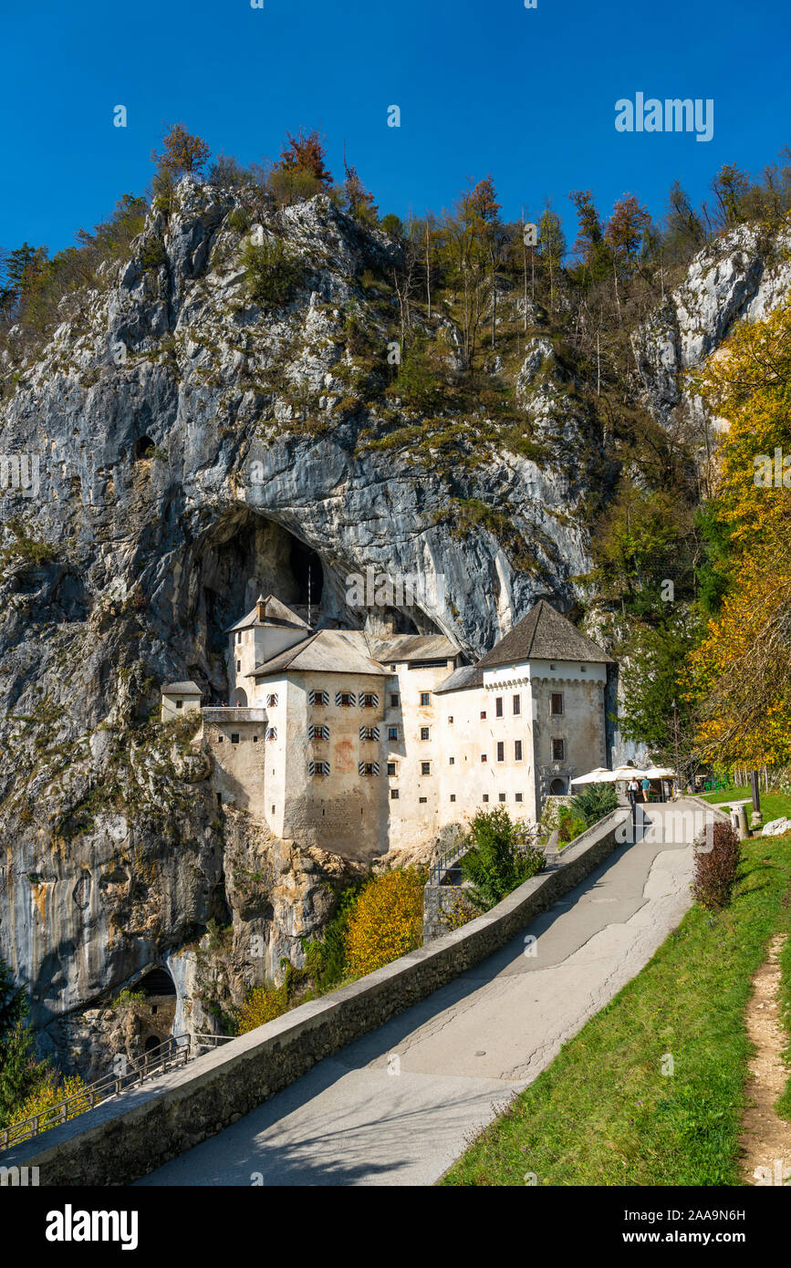 The Predjama Castle built in a cave near the town of Postojna, Slovenia ...