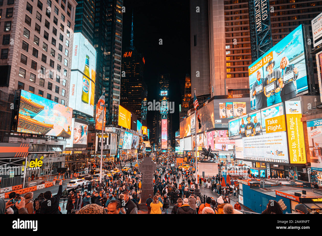 Night view of Times Square in NYC Stock Photo - Alamy