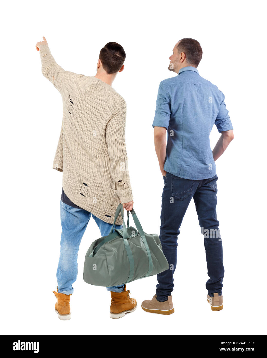 Back view on two men. Rear view people collection. backside view of ...