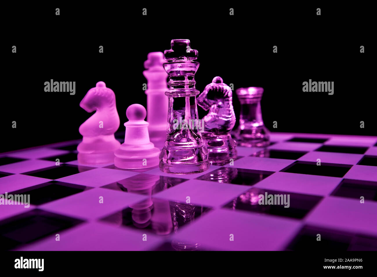 Glass Chess Board and Pieces in Purple Stock Photo - Alamy