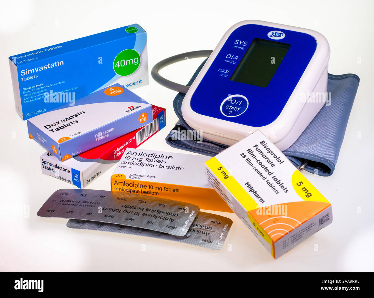 Various blood pressure medications used to treat hypertension with a ...