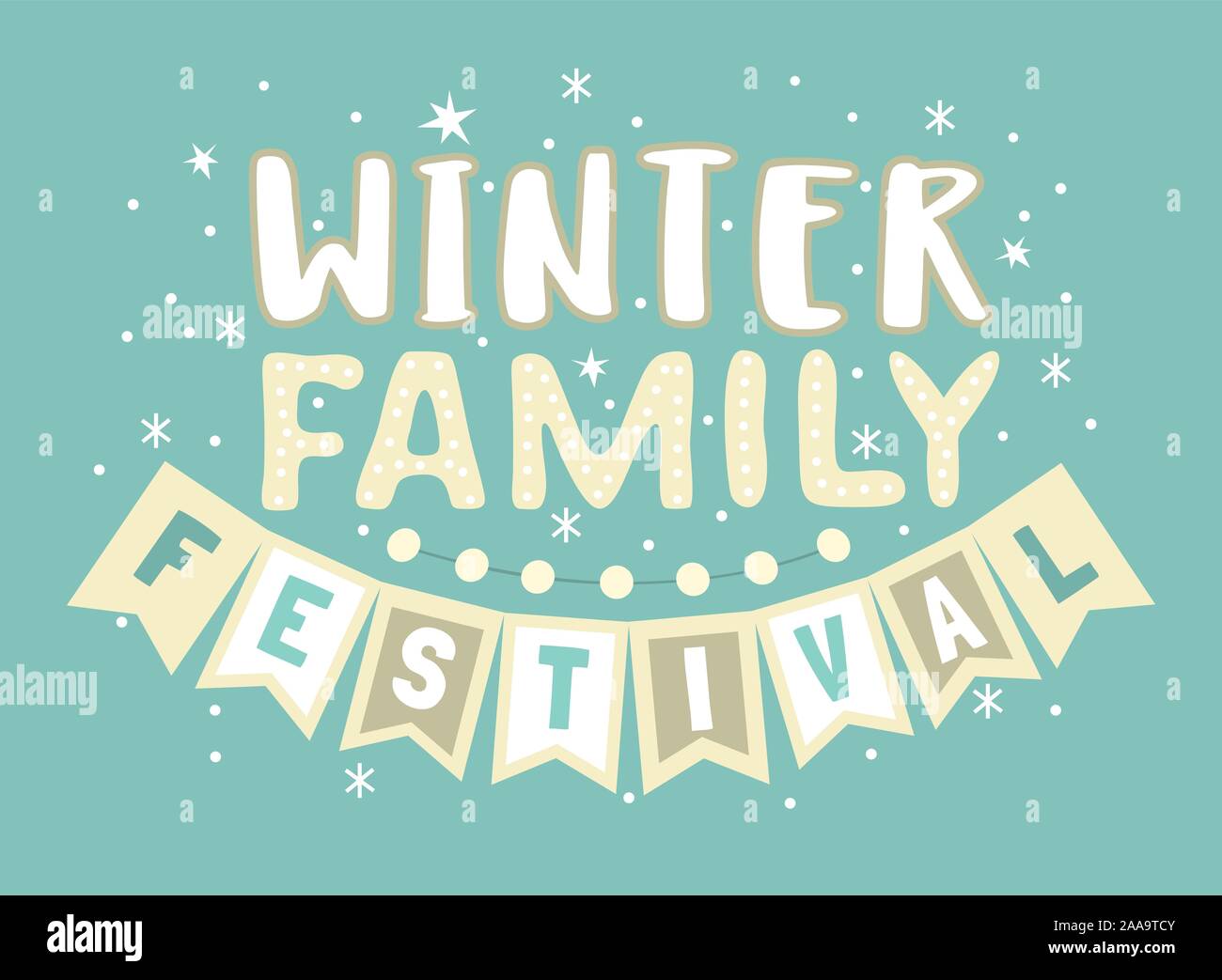 Winter family festival hand drawn typographic vector element Stock ...