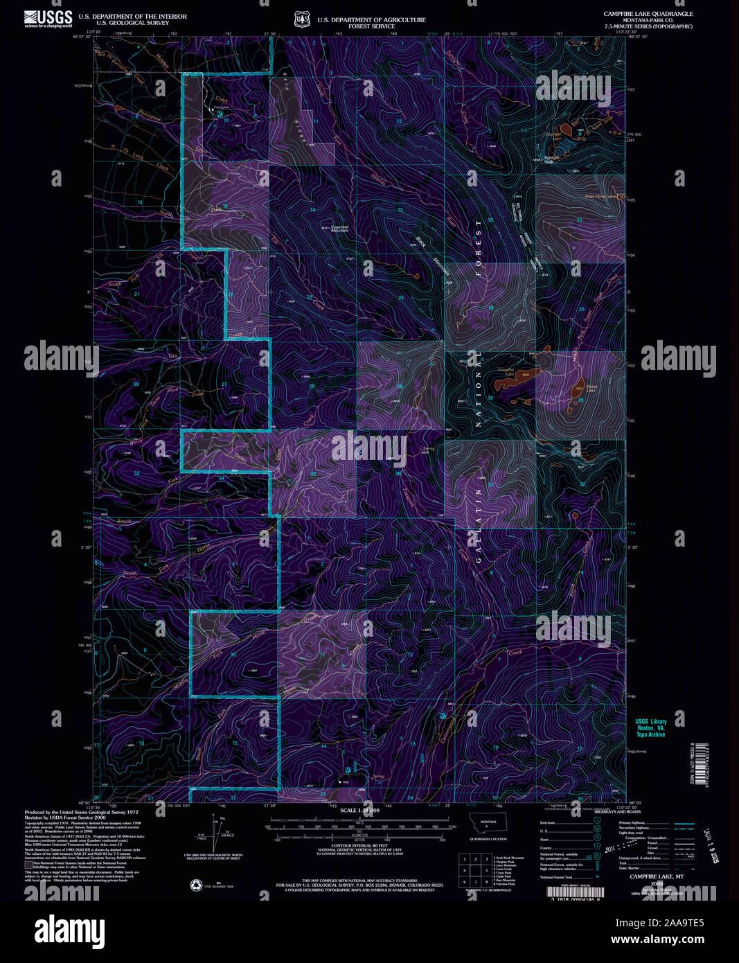 USGS TOPO Map Montana MT Campfire Lake 262818 2000 24000 Inverted ...