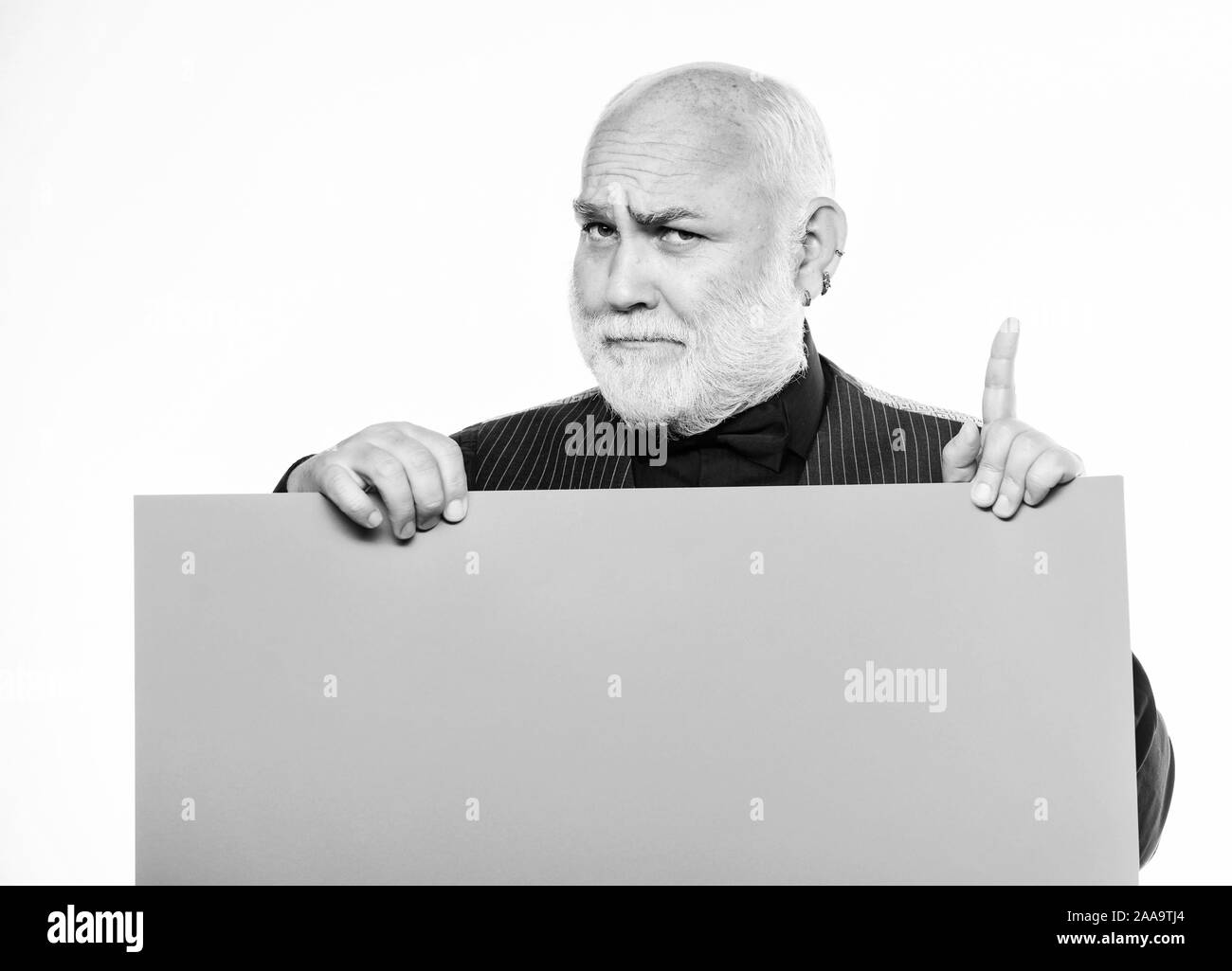 Senior means experienced. Senior man recommend something. Elderly ...