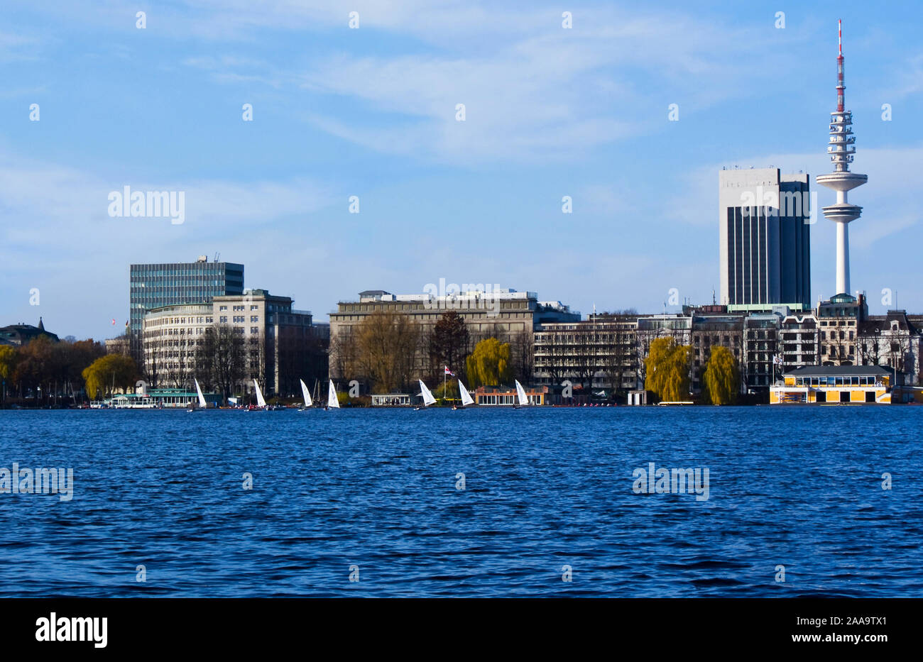Hamburg Alster Lake and sailing boats Stock Photo - Alamy