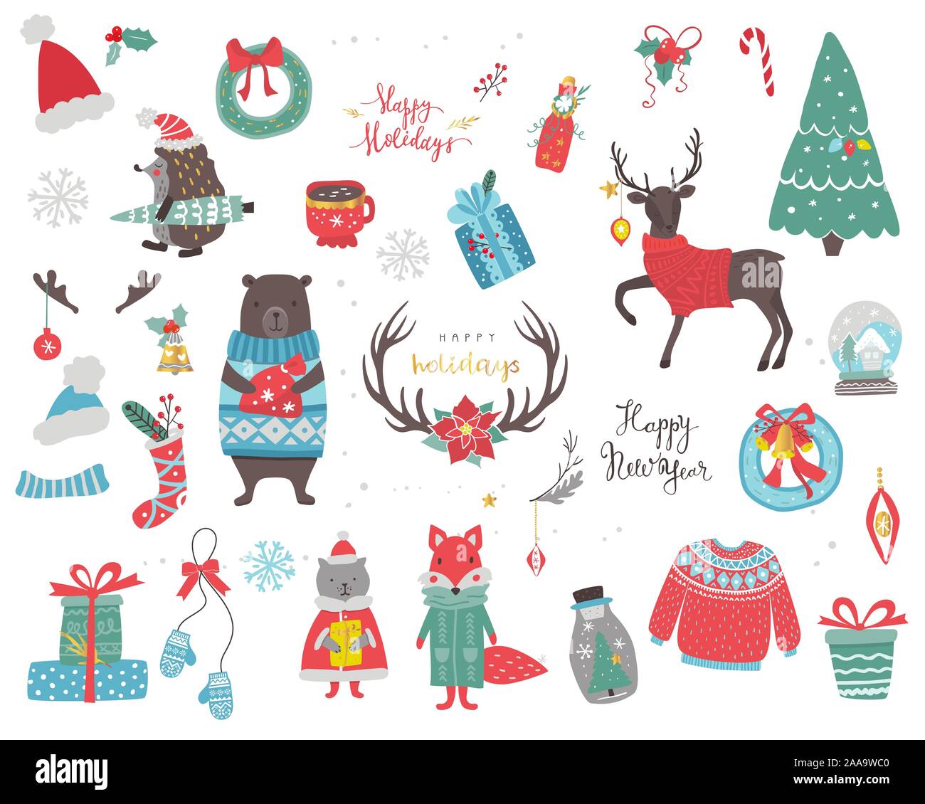 Rustic christmas decoration set Stock Vector Images - Alamy