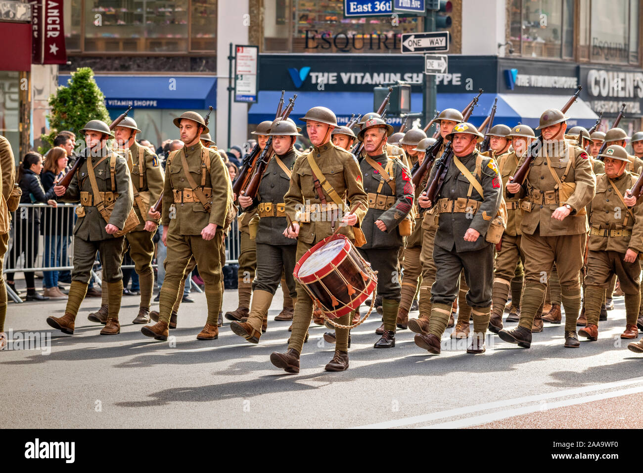 Veterans Day Parade, Fifth Avenue, Manhattan, New York, US Stock Photo ...