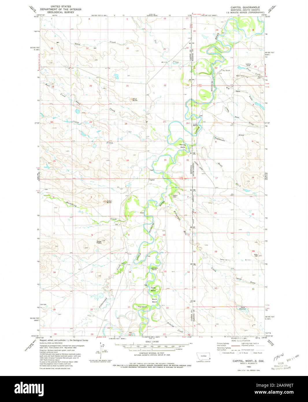 USGS TOPO Map Montana MT Capitol 262838 1980 24000 Restoration Stock ...