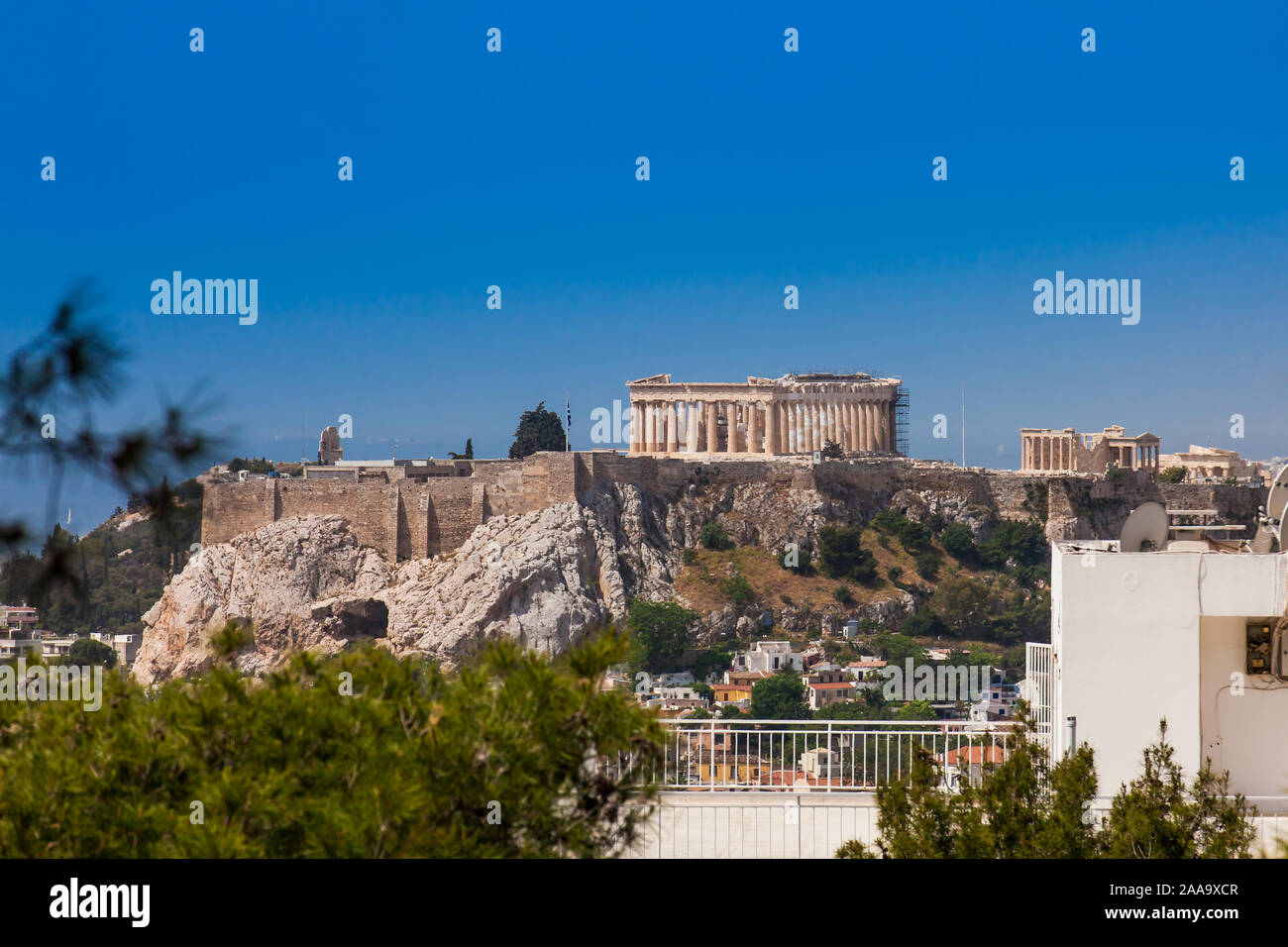 The ancient Acropolis at Athens city center Stock Photo - Alamy