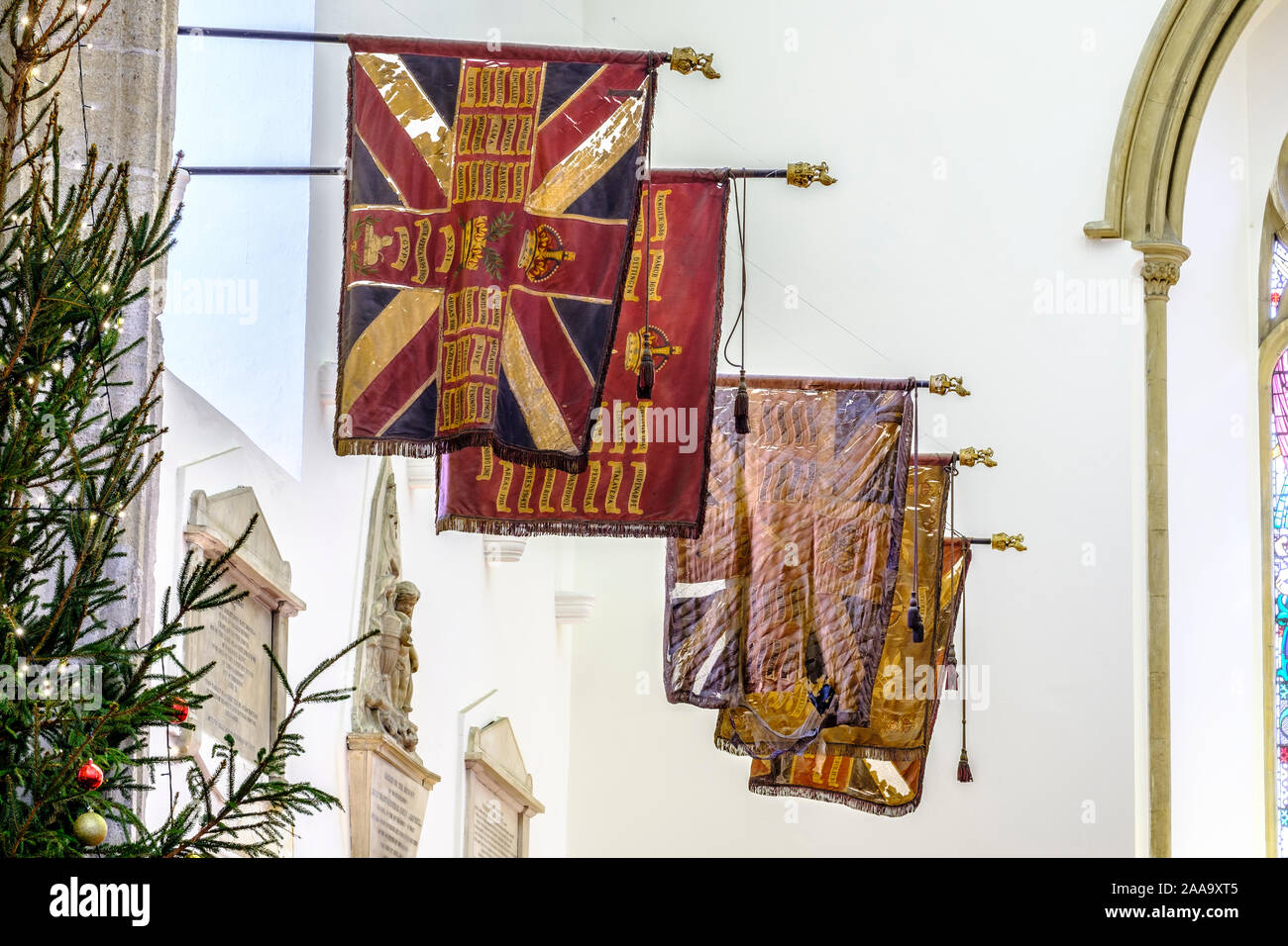 The British Military Regimental Colours displayed at the King's Chapel ...