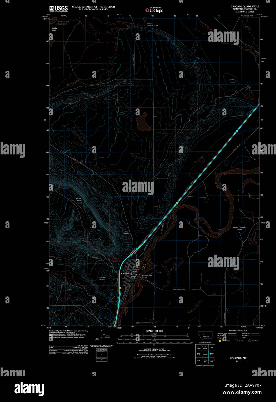 Map of cascade montana hi-res stock photography and images - Alamy