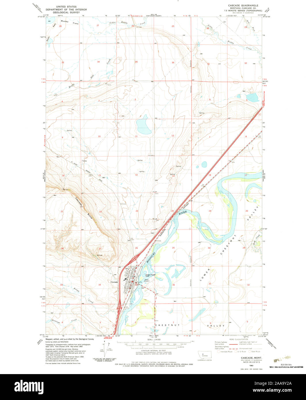 Map of cascade montana Cut Out Stock Images & Pictures - Alamy