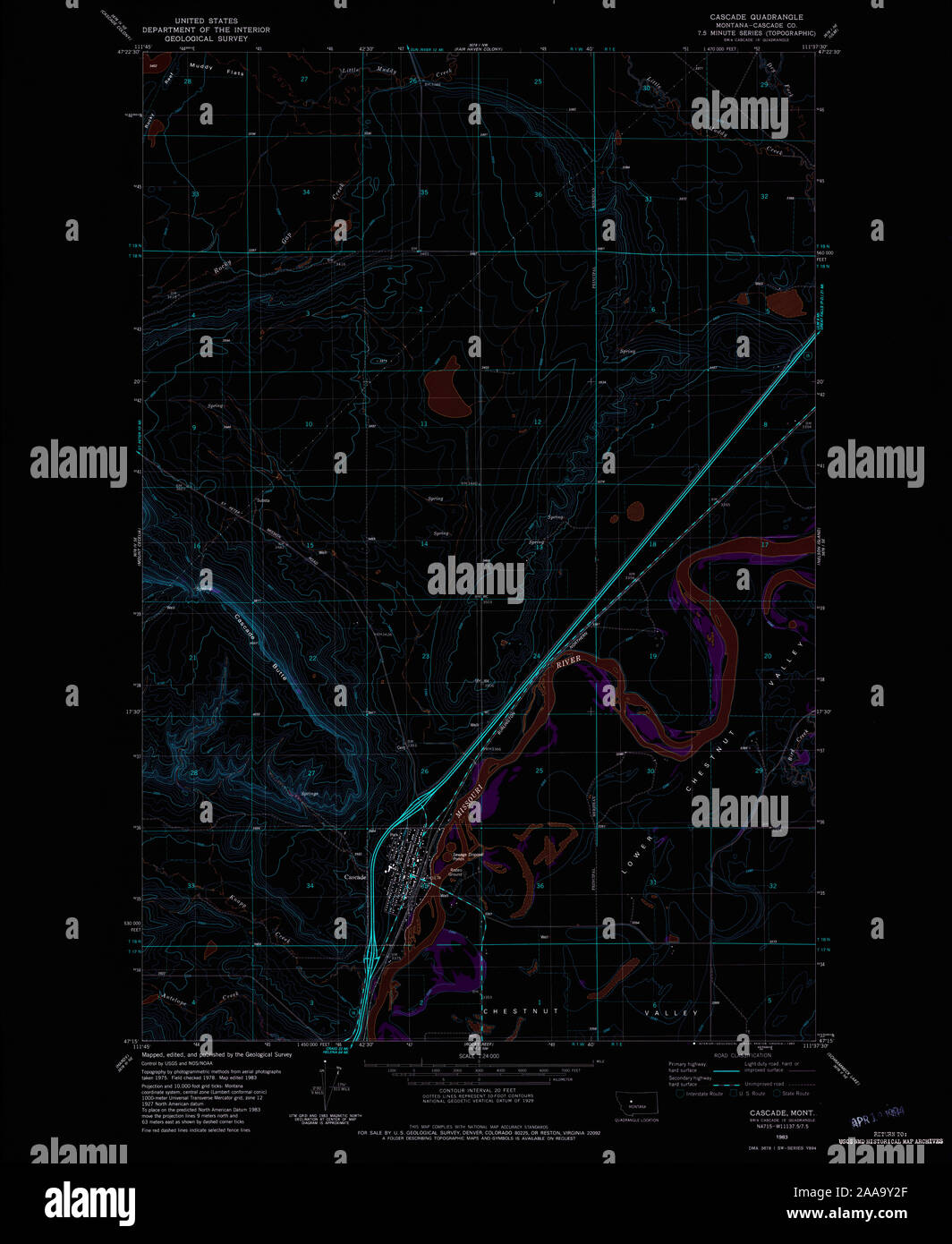 Map of cascade montana hi-res stock photography and images - Alamy