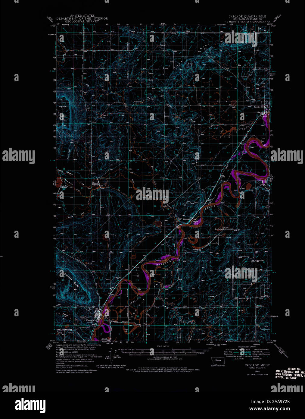 Map of cascade montana hi-res stock photography and images - Alamy