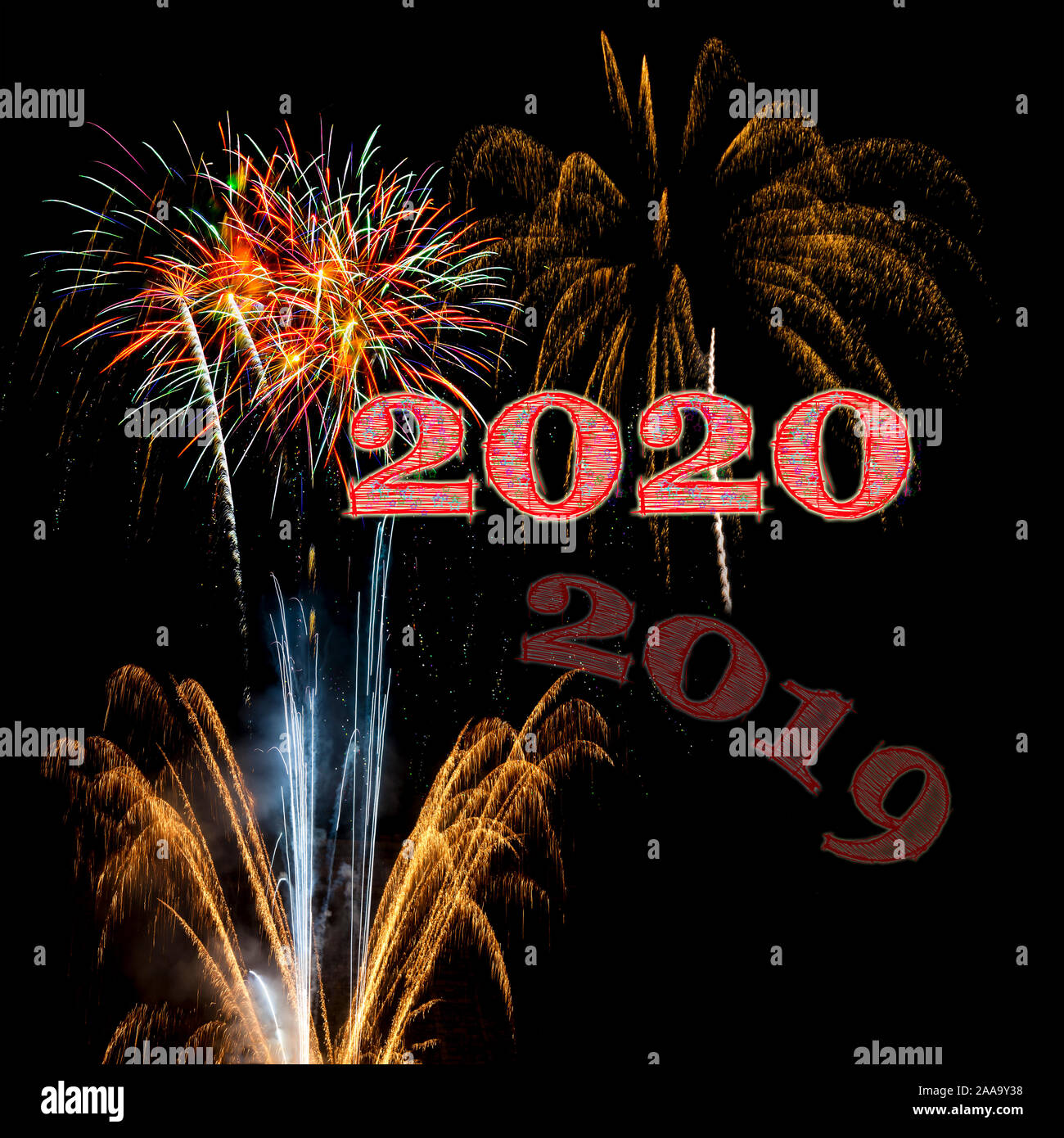 Red and gold fireworks hi-res stock photography and images - Alamy