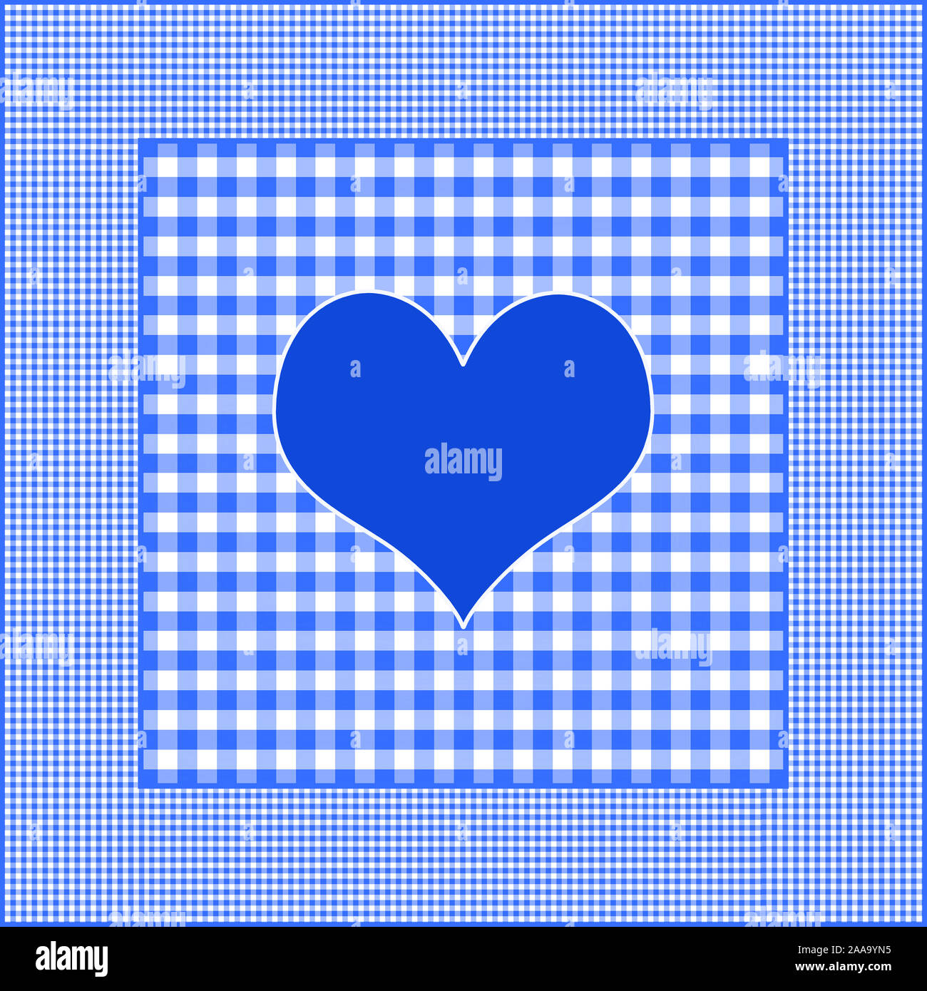 Checked blue white pattern with heart Stock Photo - Alamy