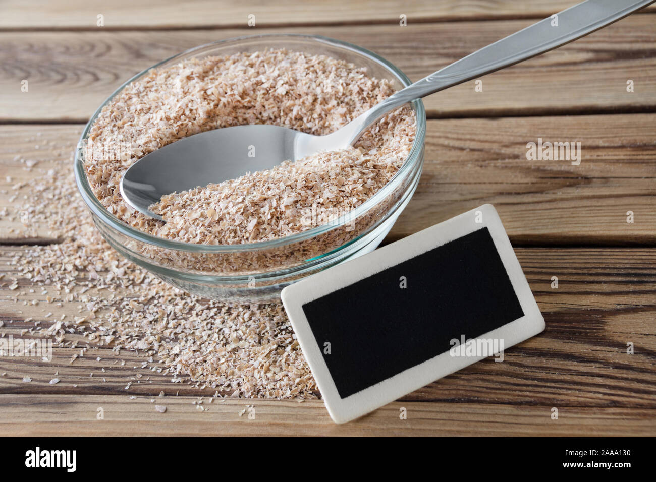 Wheat bran and label close up Stock Photo - Alamy