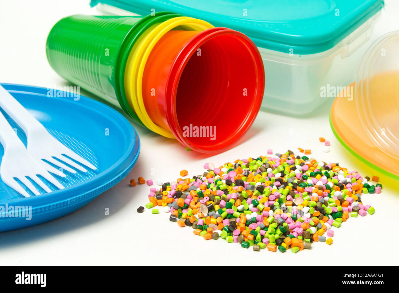 Plastic granules and disposable tableware made of polyethylene ...