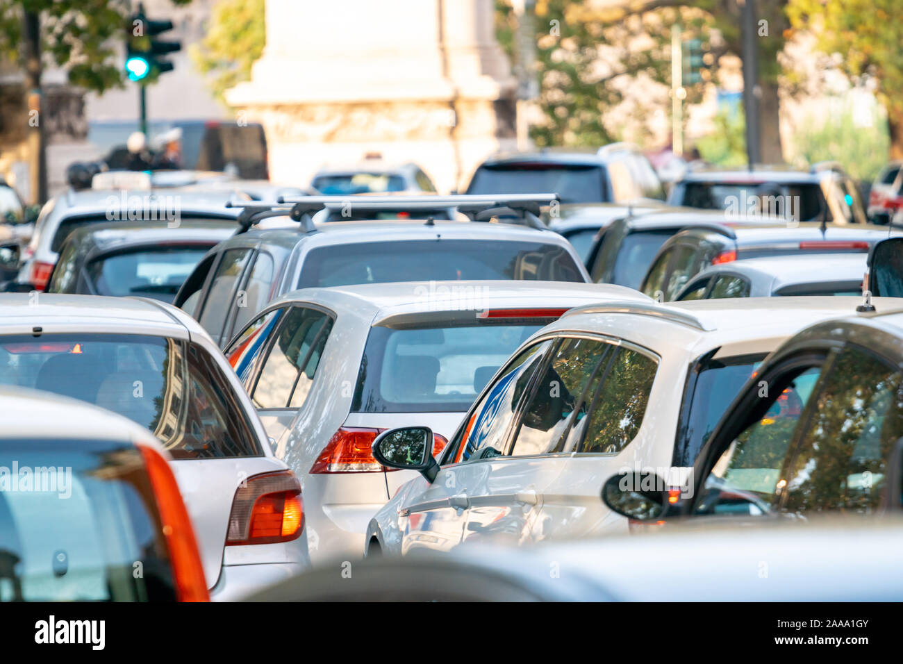 traffic jam in a city street road, Rome, Italy Stock Photo - Alamy