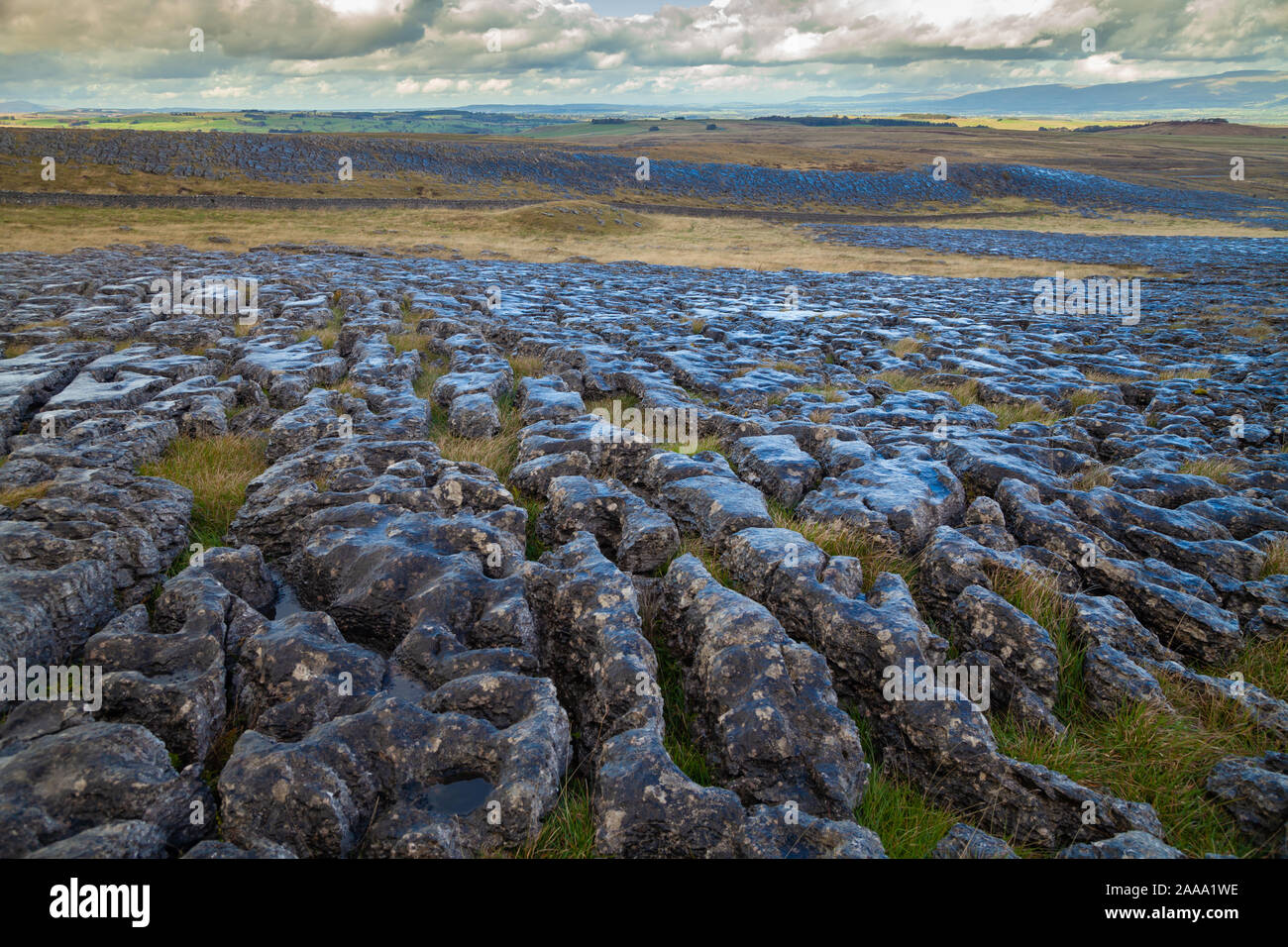 Grey rocks of limestone pavements hi-res stock photography and images ...