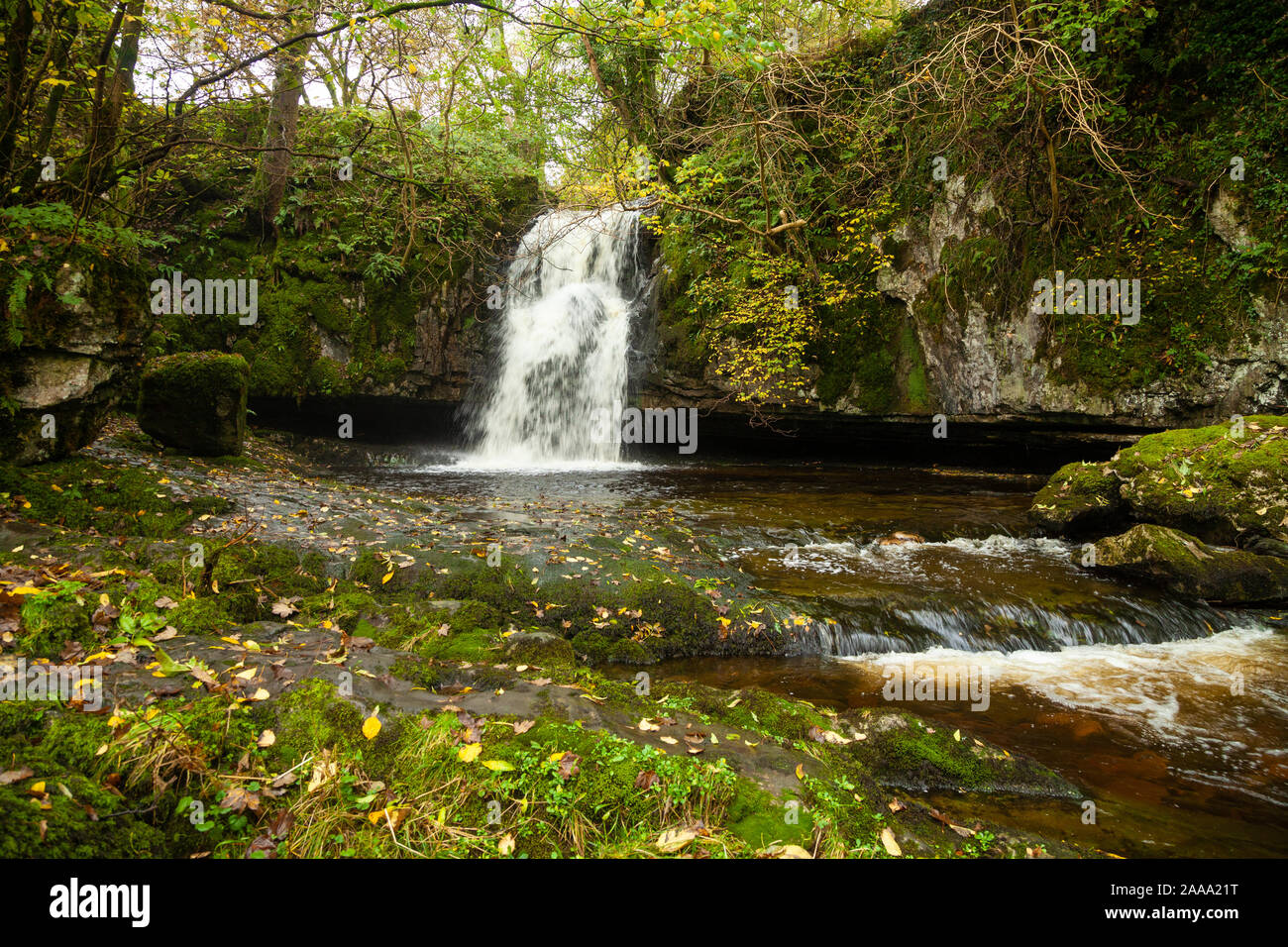 Gastack Beck Falls near the village of Dent in the Yorkshire Dales ...