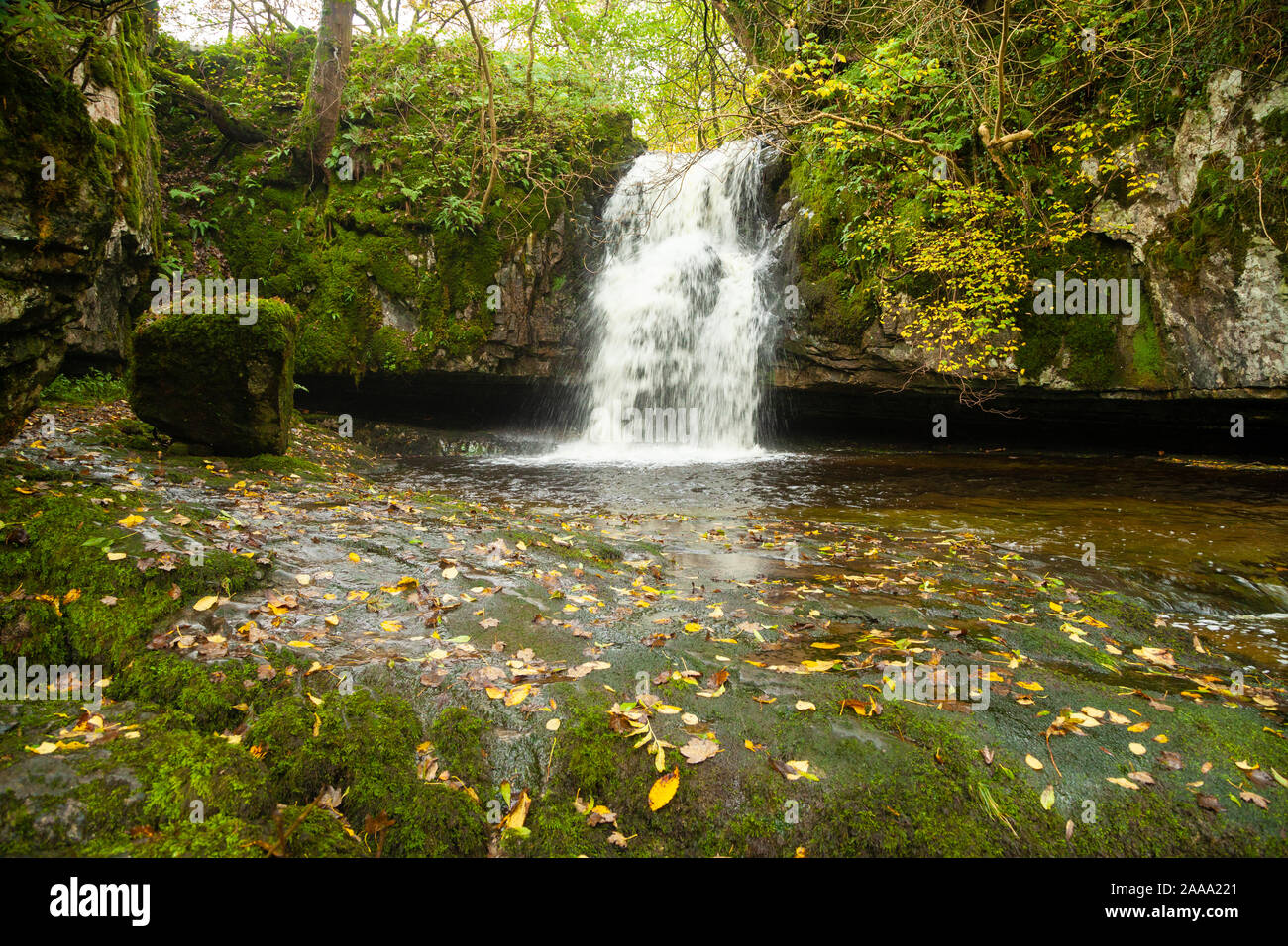 Gastack Beck Falls near the village of Dent in the Yorkshire Dales ...