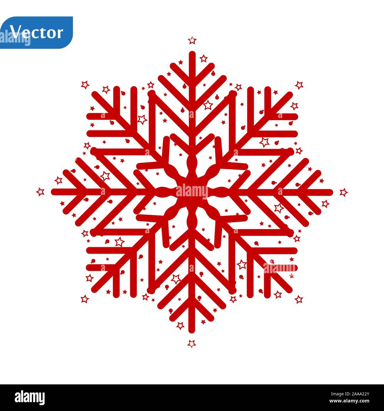 Red Snowflake icon isolated on white background. Vector Illustration ...
